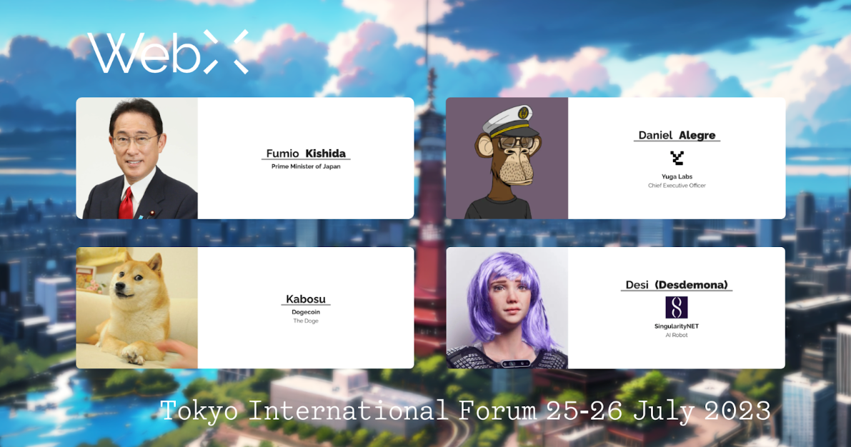 WebXカンファレンスに豪華ゲスト： 日本首相、Yuga Labs CEO、Kabosu (Doge)、Desdemona (AIロボット) - NFT NEWS JapanNFT NEWS ...